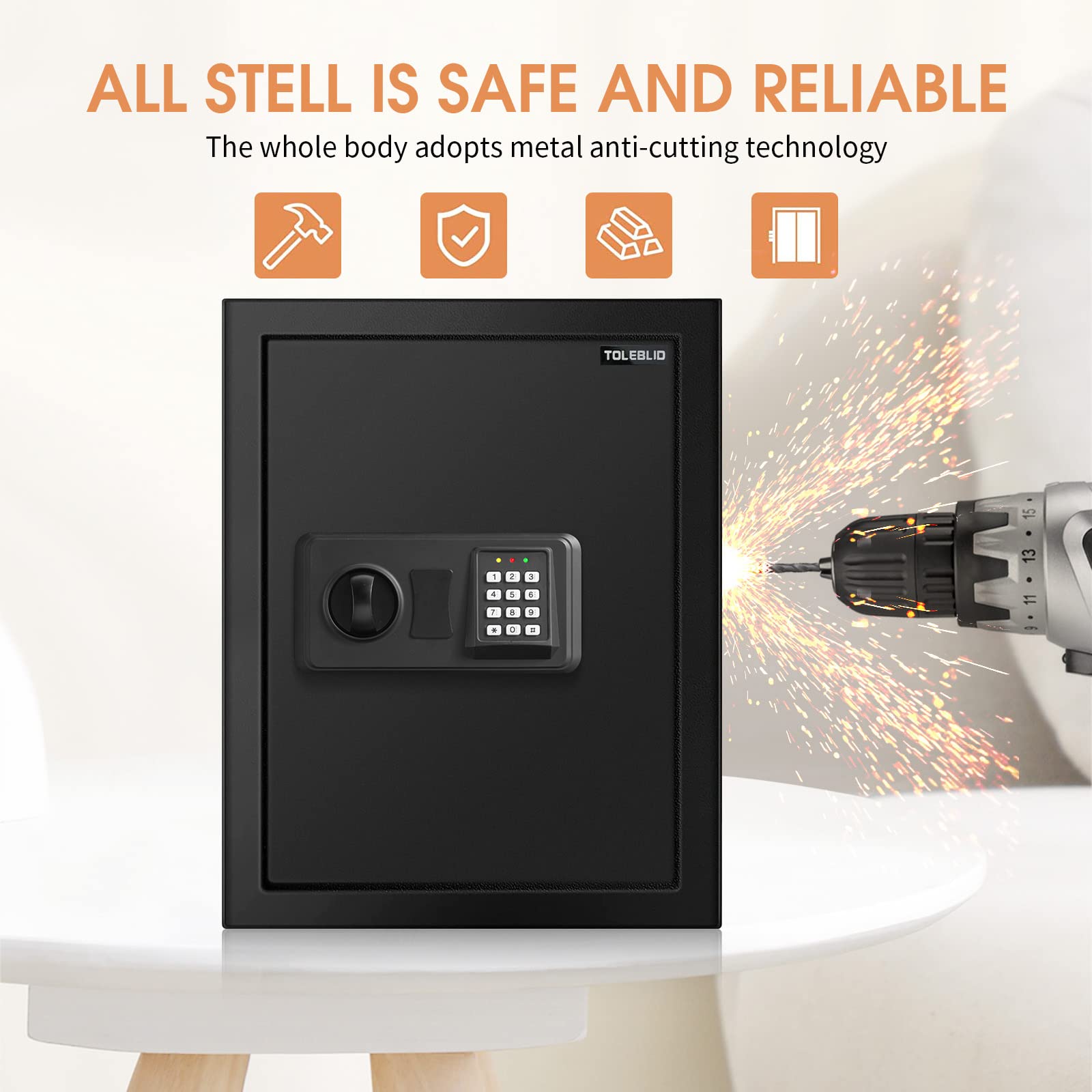 1.8 Cubic Home Safe Fireproof Waterproof, Fireproof Safe with Digital ...