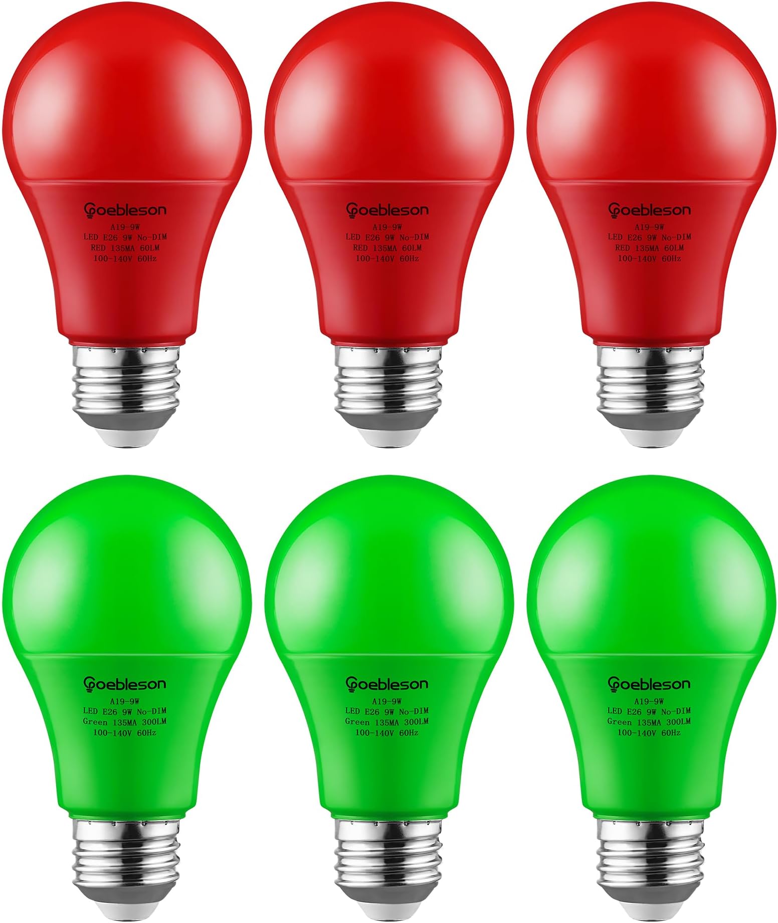 4 Pack LED Green Light Bulbs - A19 9Watts with E26 Base 60w Equivalent ...