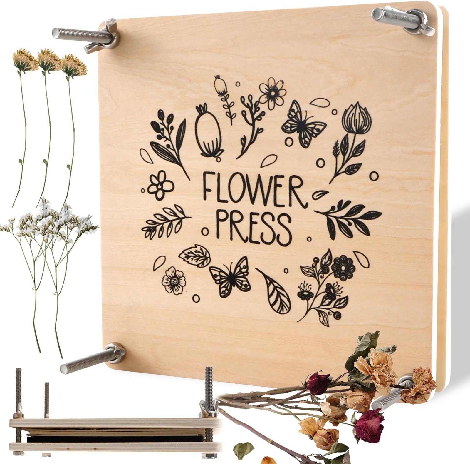 Fxvhojq Flower Press Kit, Wooden Professional Flower Leaf Press Kit ...