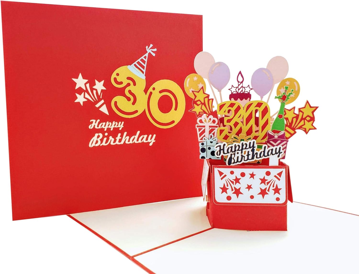 Amazon.com : iGifts And Cards Happy 30th Red Birthday Party Box 3D Pop ...