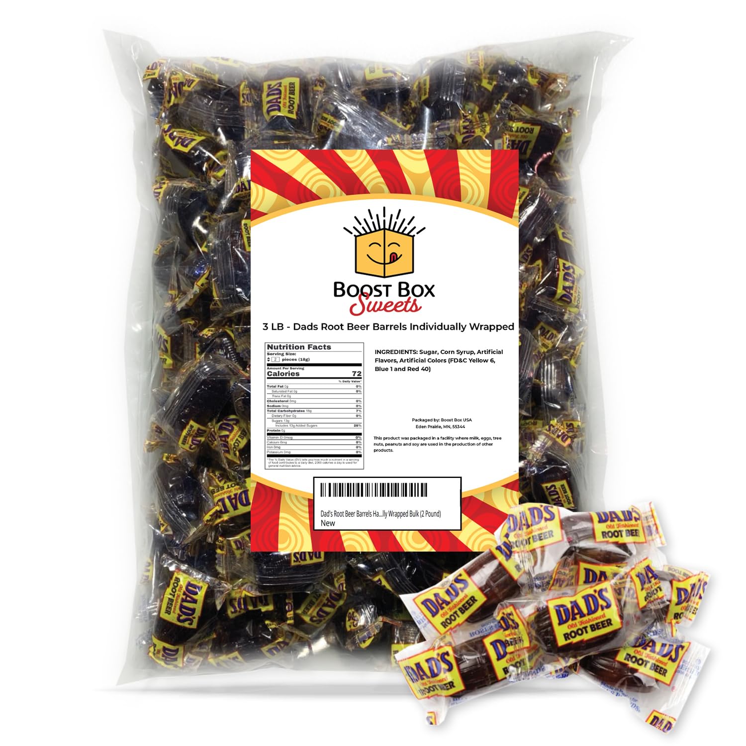 Amazon.com : Dad's Root Beer Barrels Hard Candy Individually Wrapped ...
