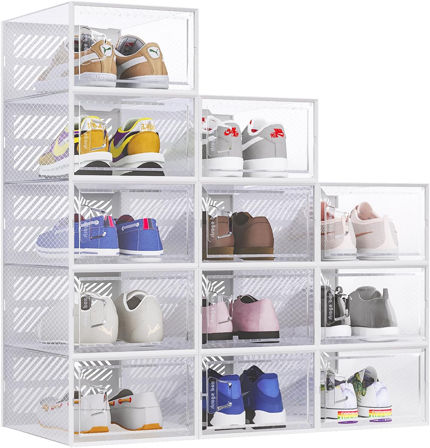 Amazon.com: JOOVINS Shoe Organizer for Closet, 12 Pack Clear Plastic ...