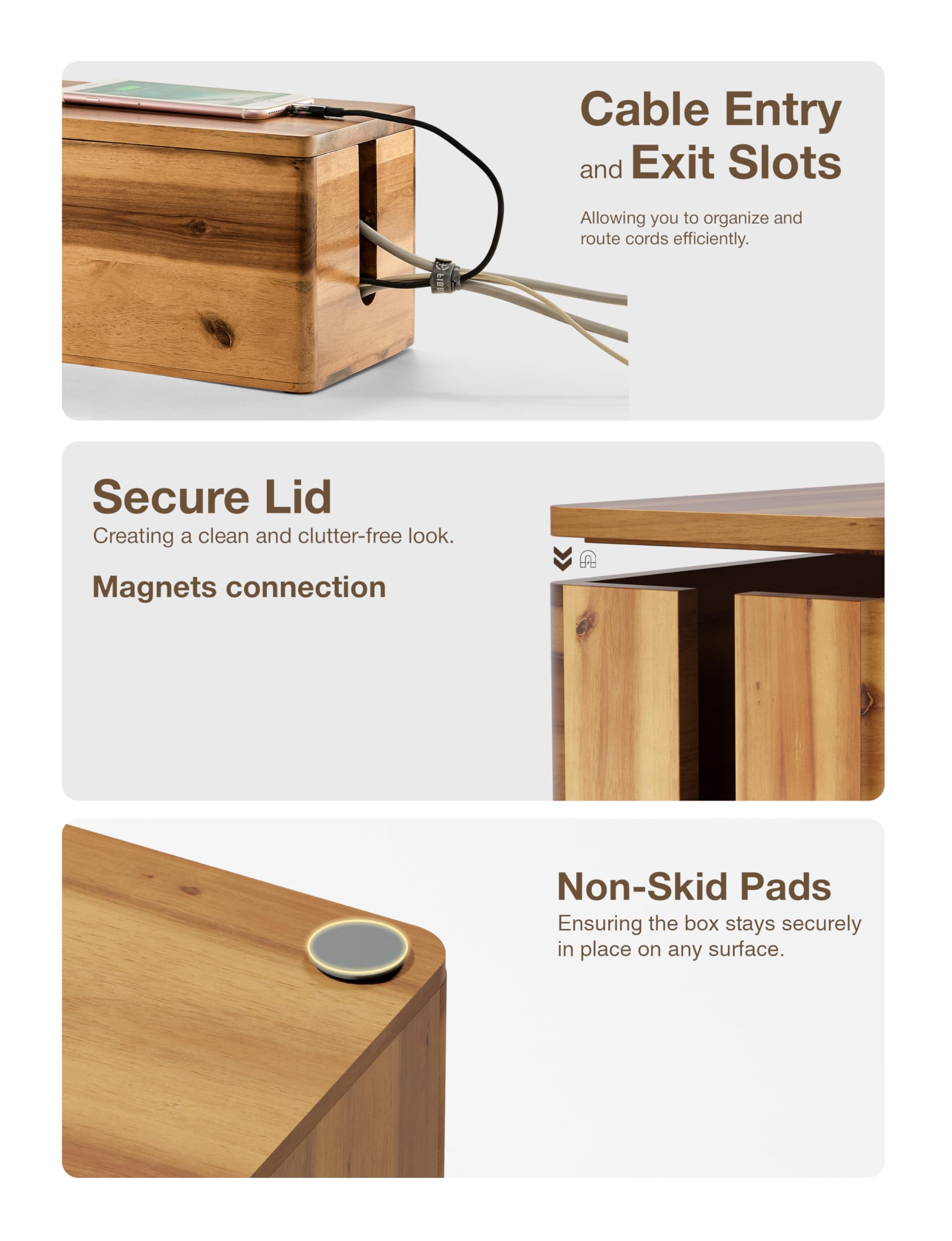 Snapklik.com : TIDITA Acacia Wood Cable Management Box Round Edge - 16 ...