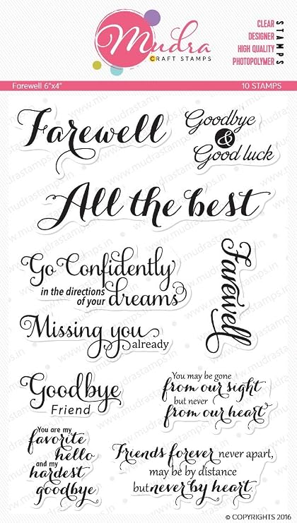 Mudra Stamps - Farewell - 6"X4"Clear Art & Craft Photo Polymer Stamp ...