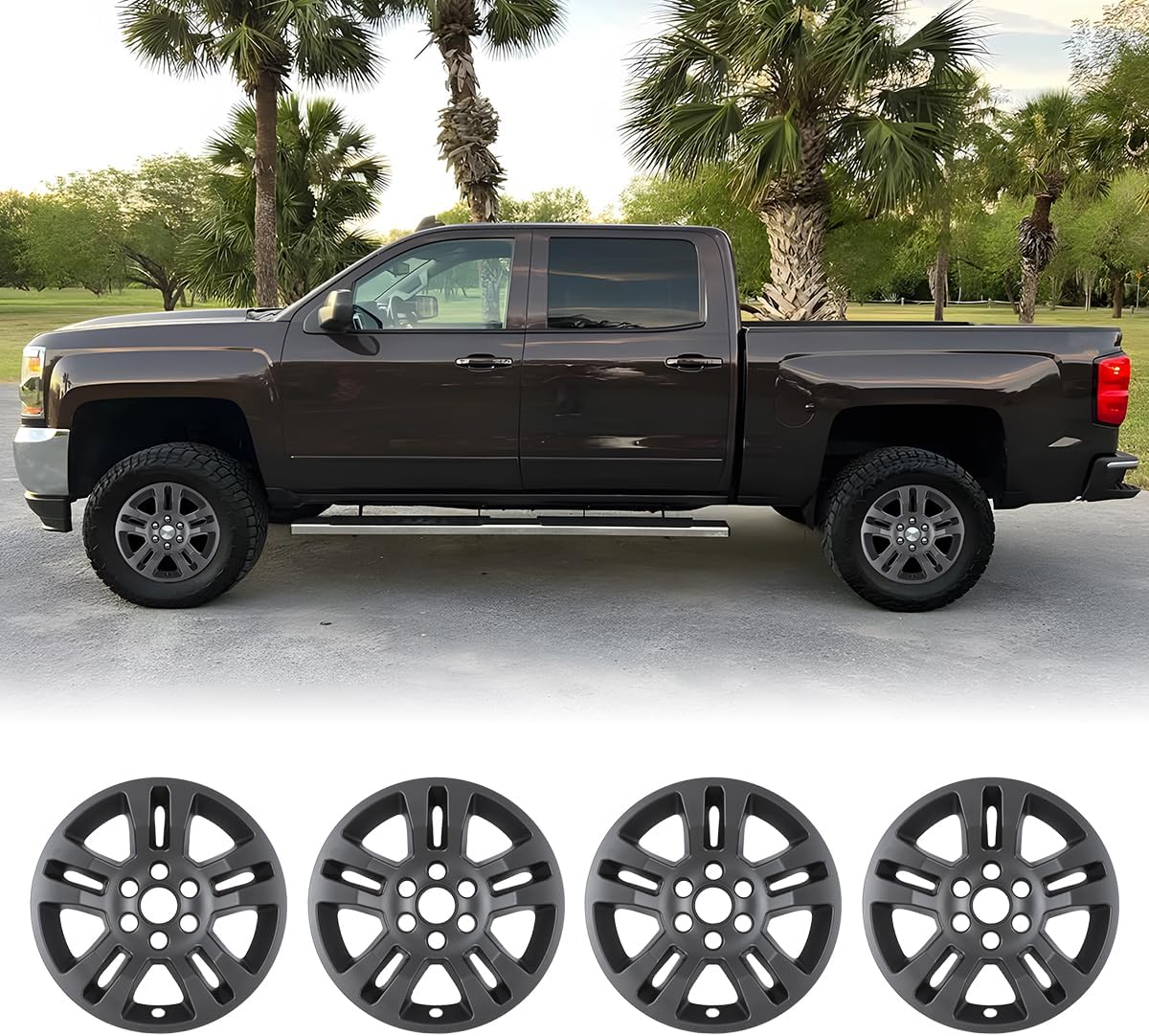 Amazon.com: 18 Inch Hubcaps Set of 4 Matte Black Wheel Rims Cover R18 ...