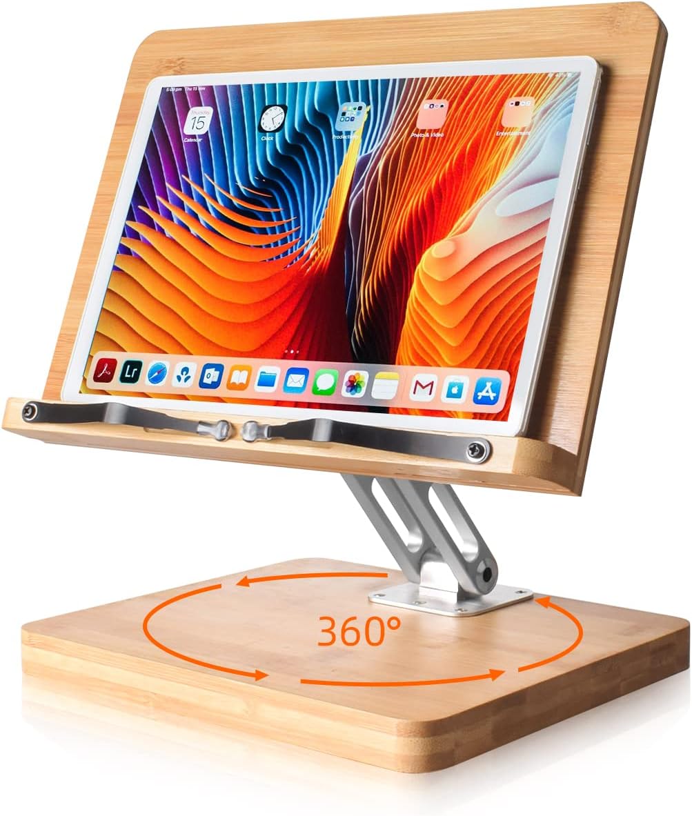 Amazon.com : wishacc Desktop Book Stand with 360° Rotating Book Stand ...