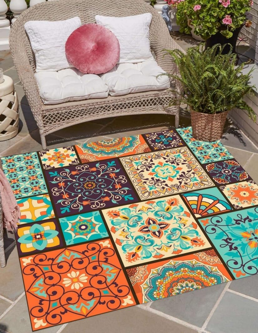 Amazon.com: Multi Floral Paisley Area Rug 4x4 Classical Patchwork ...