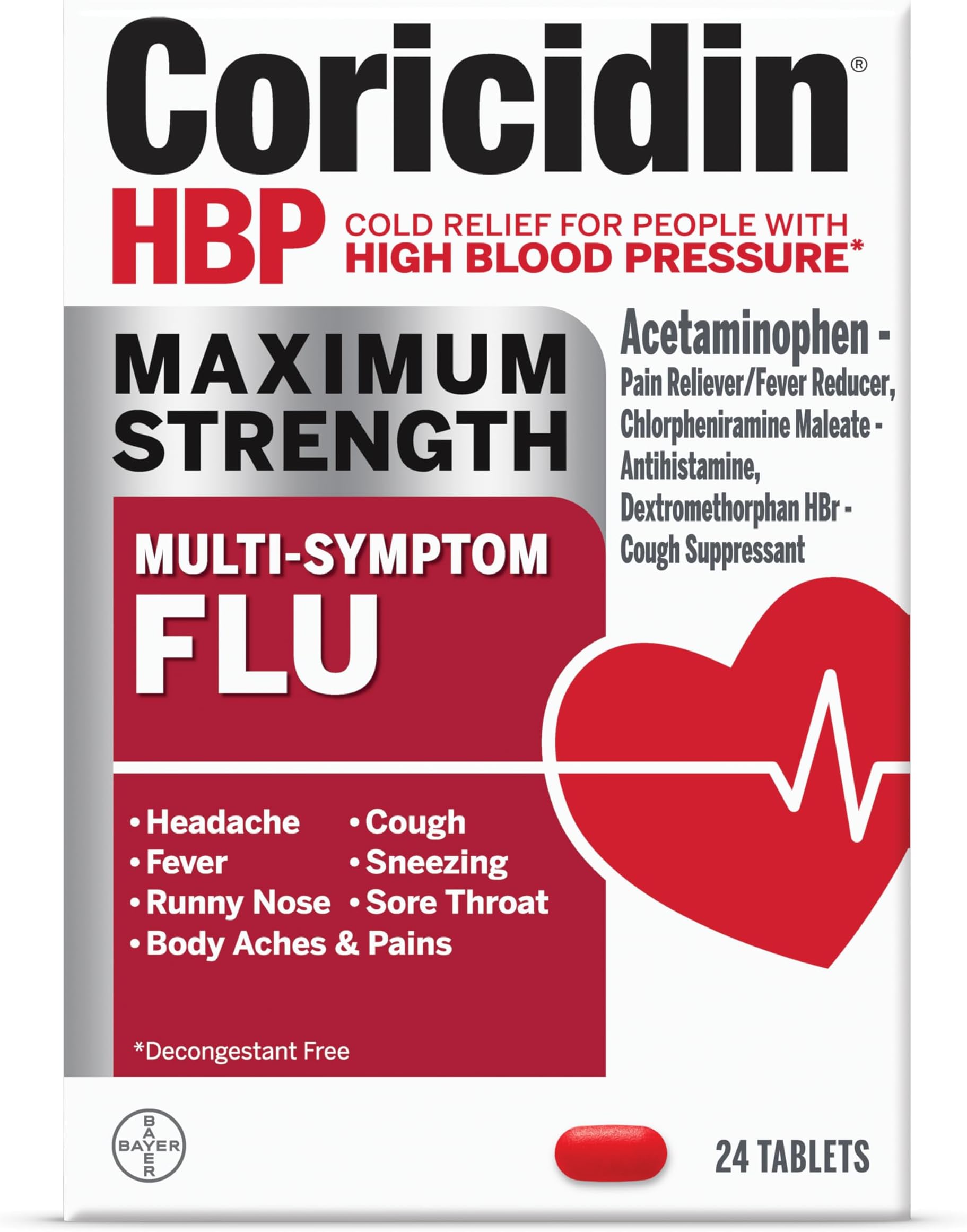 Amazon.com: Coricidin Hbp Maximum Strength Flu, 20Count : Health ...