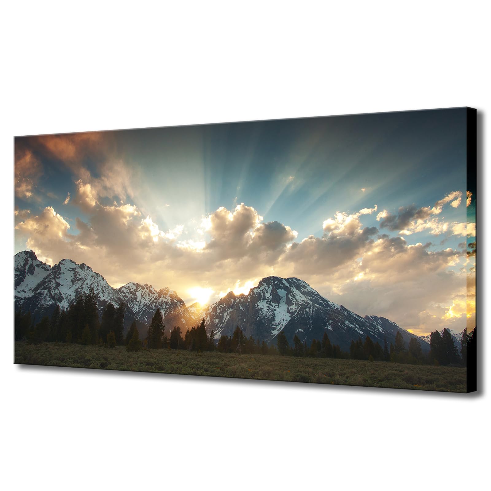 Amazon.com: KLVOS Yellowstone National Park Canvas Wall Art Sunrise ...