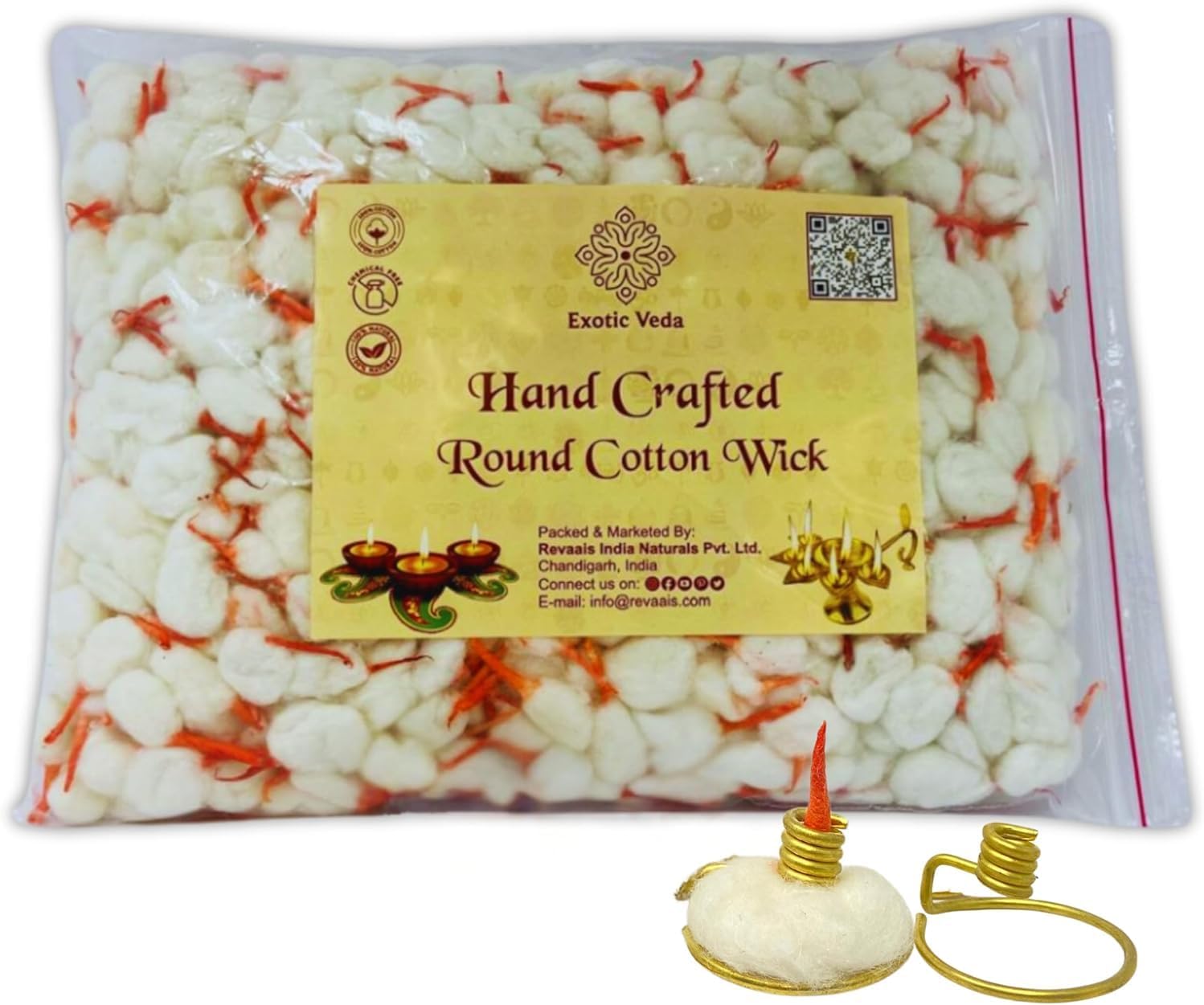Amazon.com: Bignay Pack of 200 Puja Rui Batti Indian Round Cotton Wicks ...