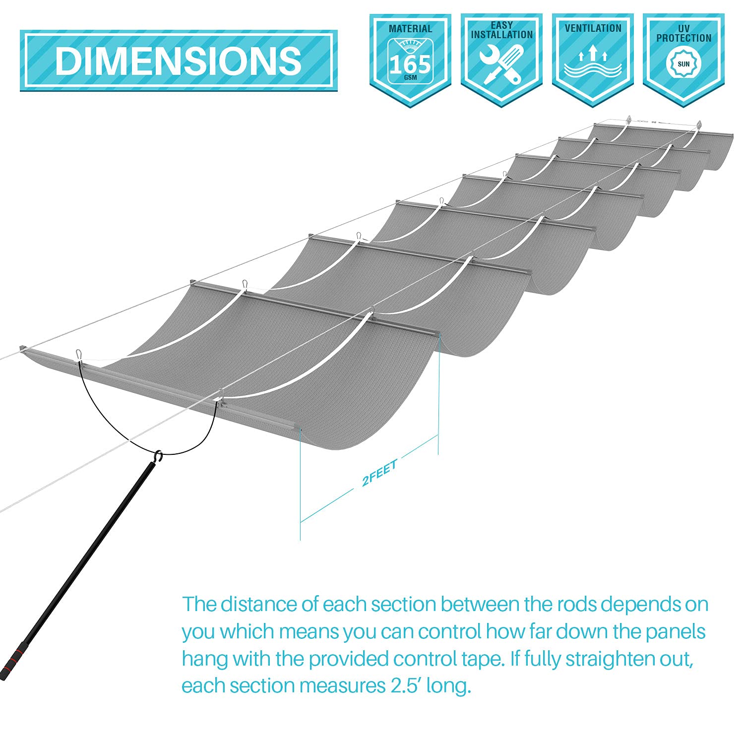 Snapklik.com : 3Wx12L Pergola Shade Cover Retractable Shade Awning ...