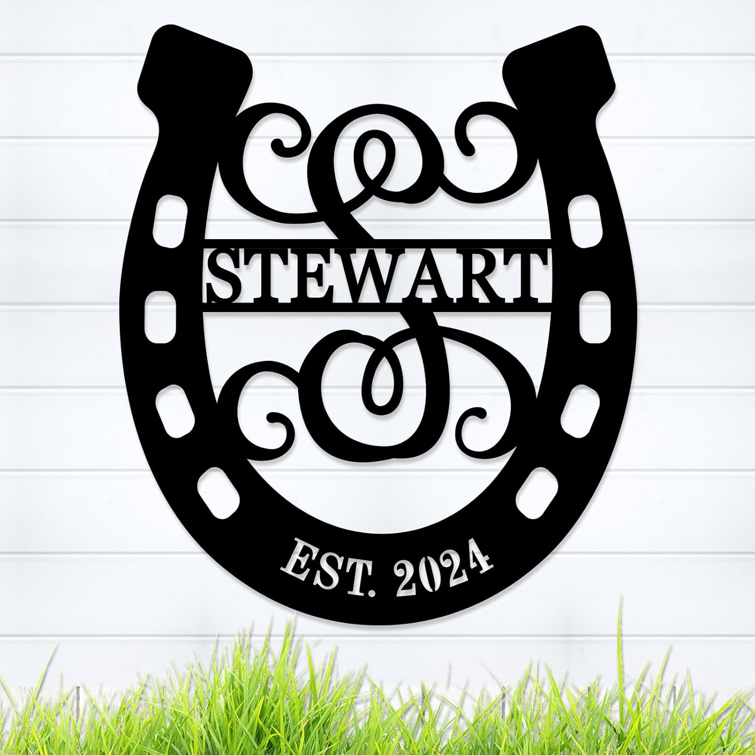 Amazon.com: Personalized Horseshoe Last Name Metal Sign, Custom ...