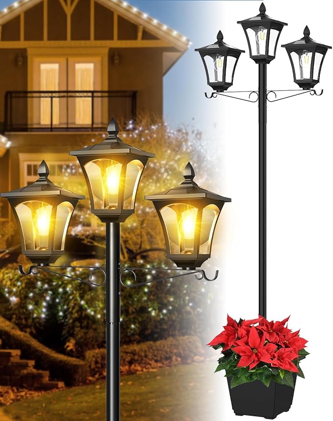 DOESLAG 3-Head Outdoor Post Light, Solar Lamp Post Light Fixture ...