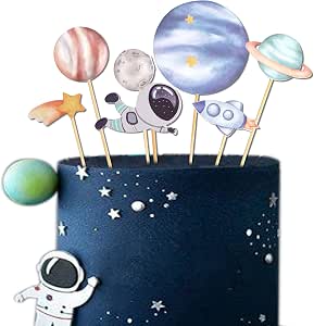 Amazon.com: MUWEOL Outer Space Cake Topper - Planet Outer Space Themed ...