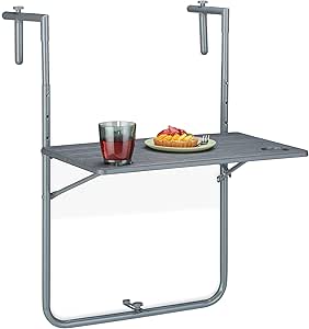Relaxdays Balcony Hanging Table Foldable, WxD: 59.5 x 63 cm, Height ...