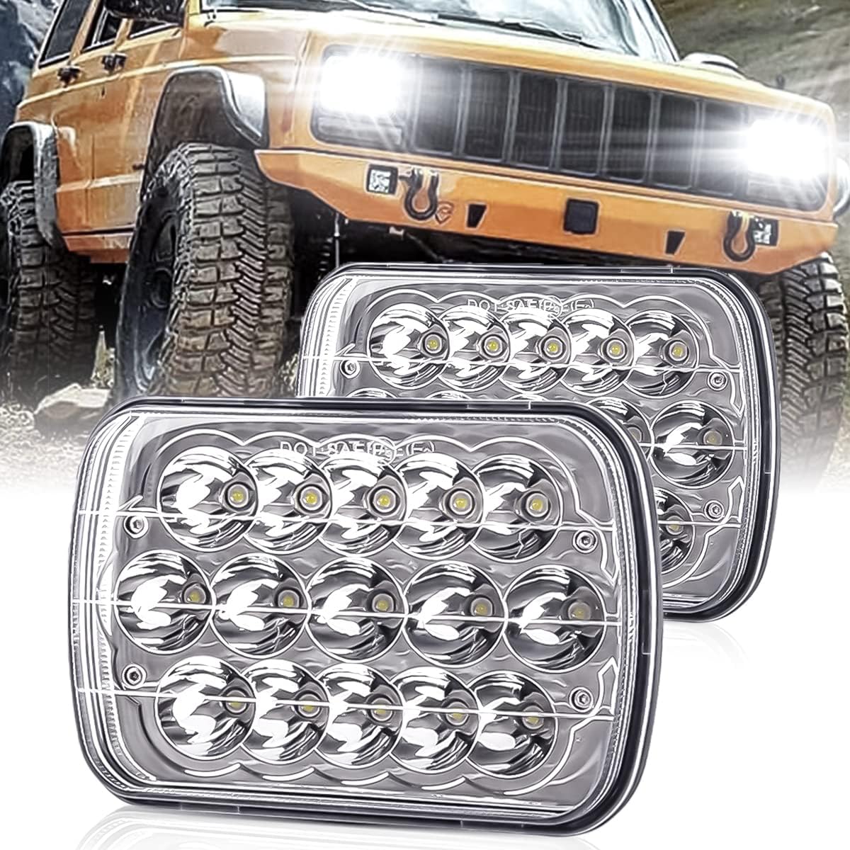 Amazon.com: BLIAUTO 5x7 7x6 LED Headlights Dot Approved Rectangle H6054 ...