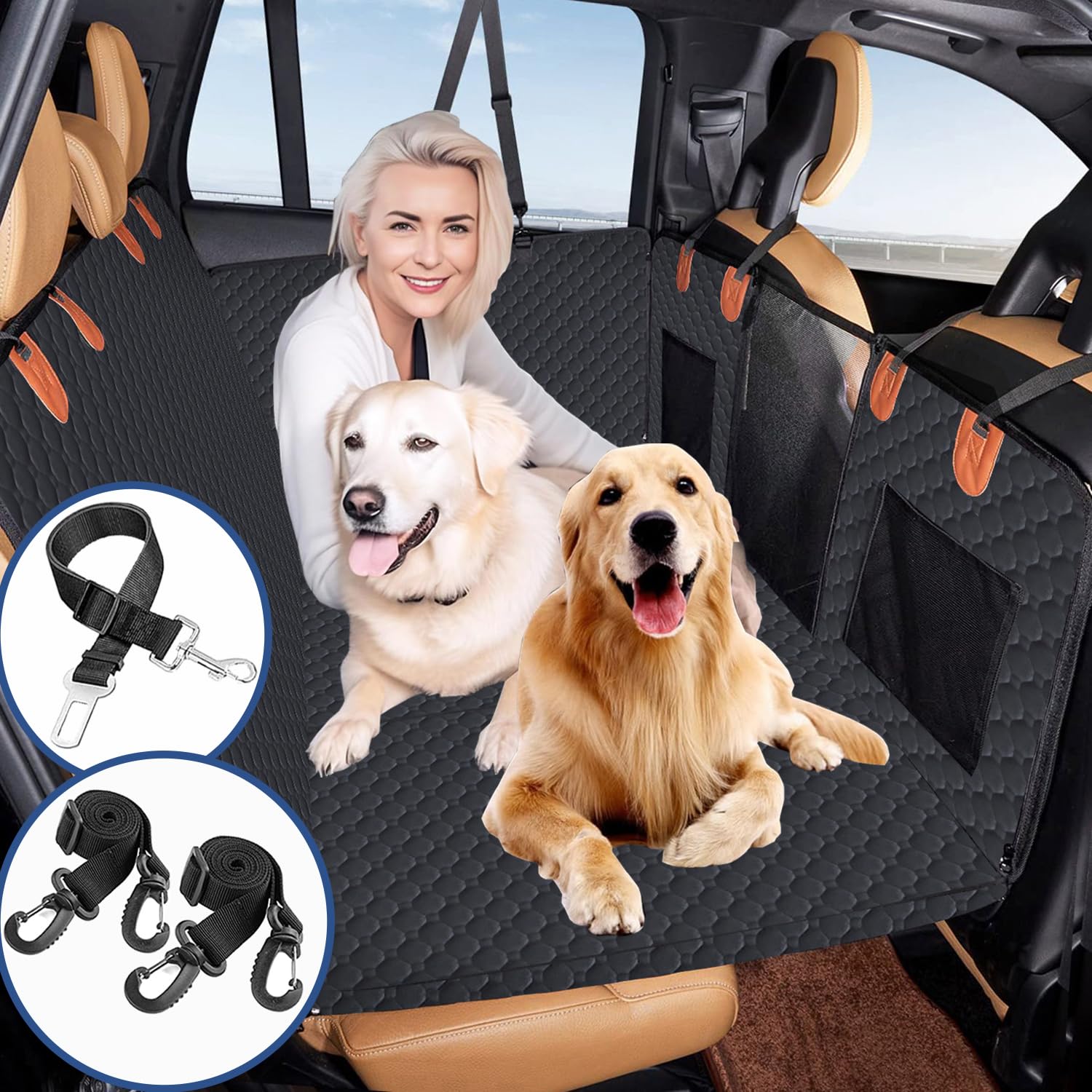 Hard Bottom Dog Seat Cover Back Seat Extender for Dogs, Large Space Dog ...