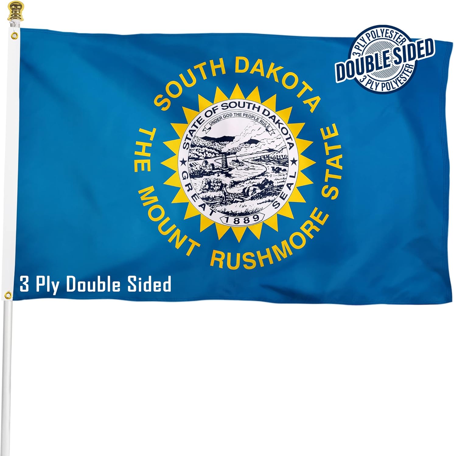 Amazon.com : XIFAN Double Sided South Dakota State Flag 3x5 ft, Heavy ...