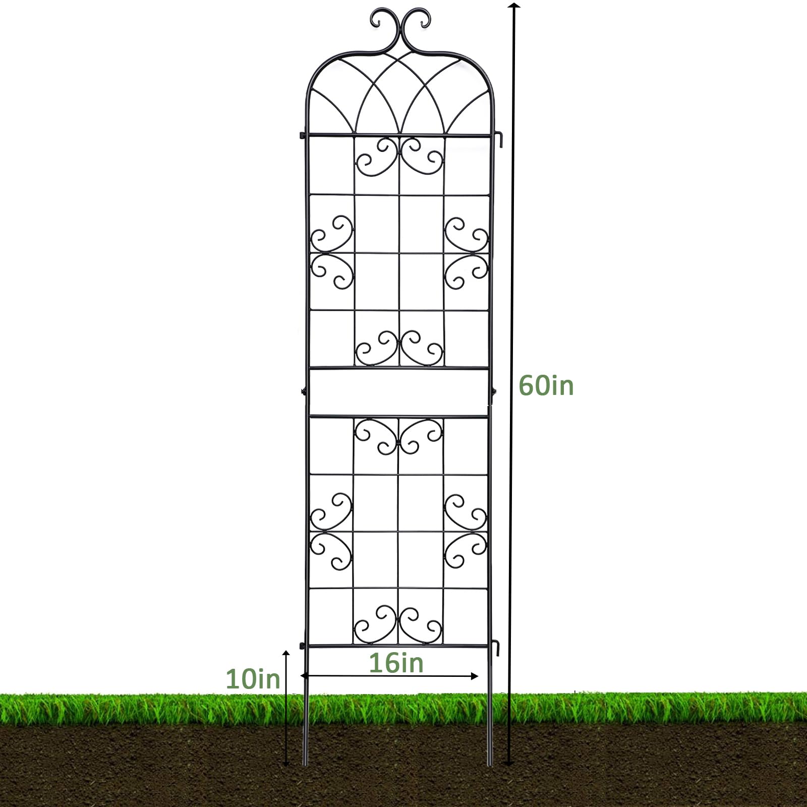 4 Pack 60 x 16'' Metal Garden Trellis for Climbing Plants, Rustproof ...