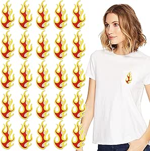 Amazon.com: 25PCS Fire Patches, Mini Orange Red Flame Fire Burn Patches ...