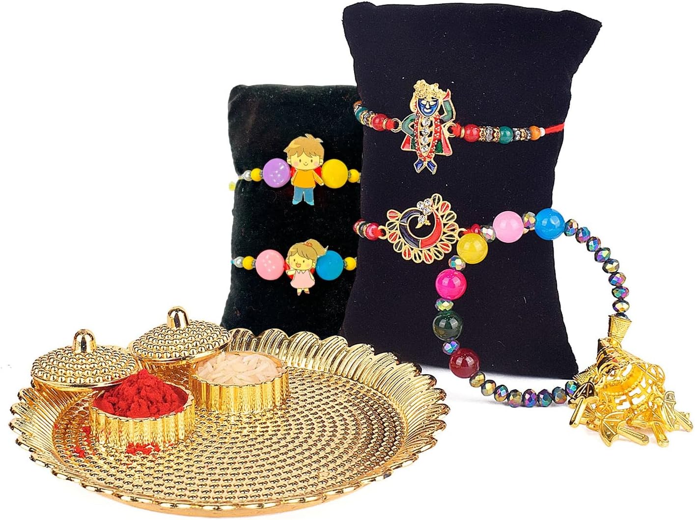 Amazon.com: SATVIK Set of 5 Rakhi Family Combo 2 Bhaiya +1 Bhabhi Lumba ...