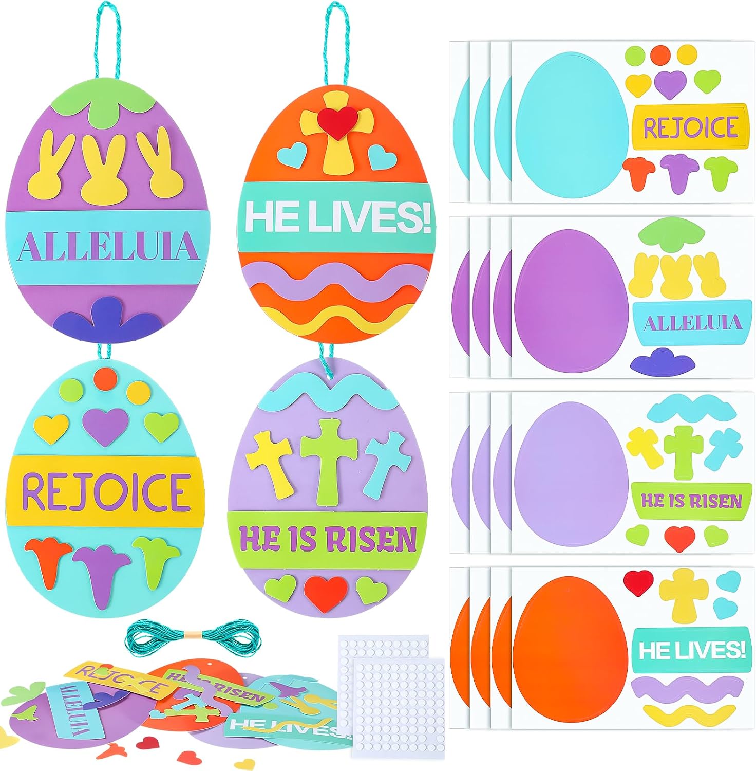Amazon.com: Weekgrat 48 Set Easter Eggs Craft Kit for Kids 4.72 Inch He ...