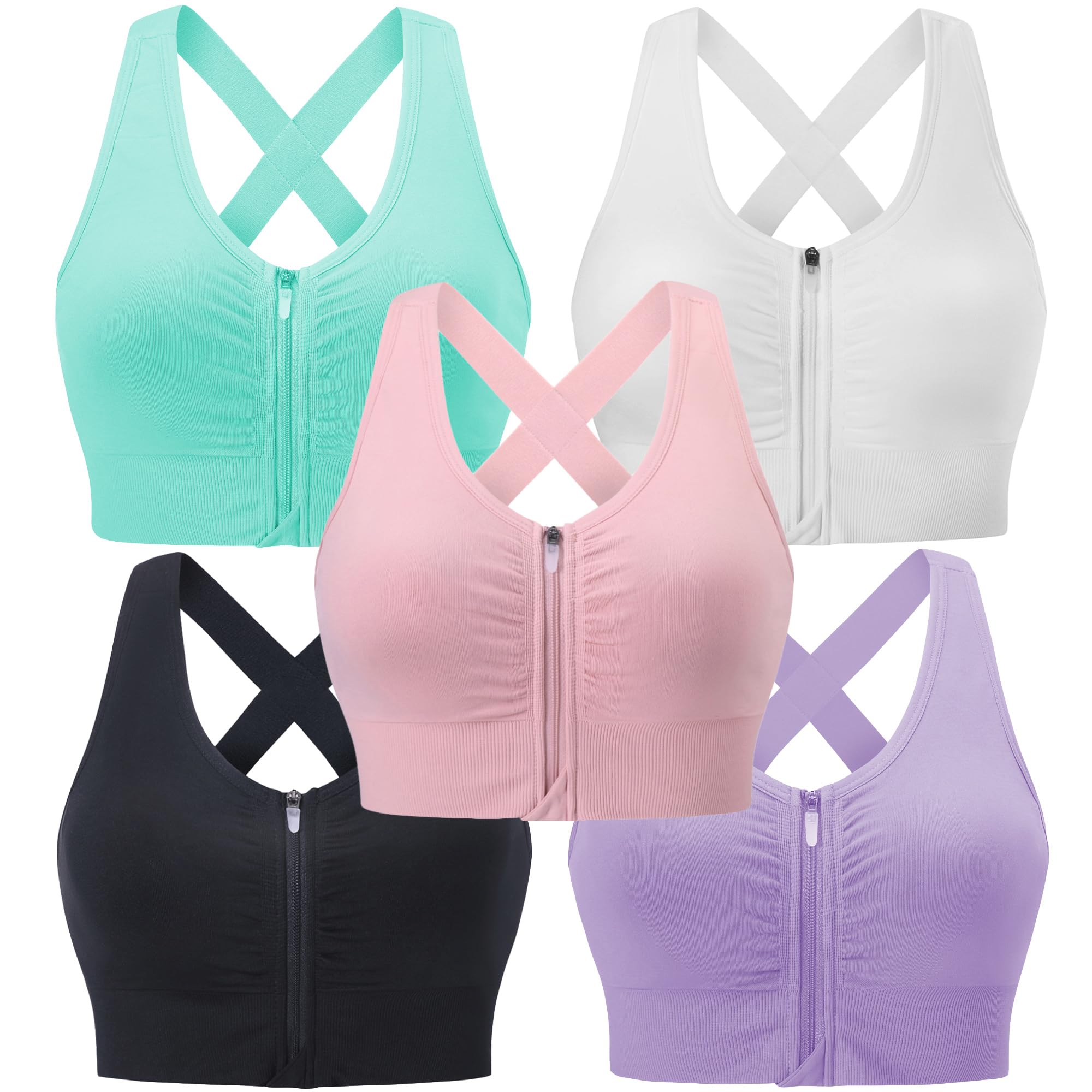 Snapklik.com : Zip Front Post-Surgery Bra Womens Padded Wireless Sports ...