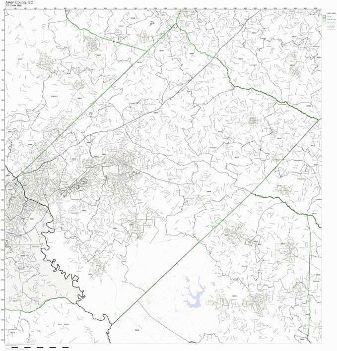 Amazon.com: Aiken County, South Carolina SC ZIP Code Map Not Laminated ...