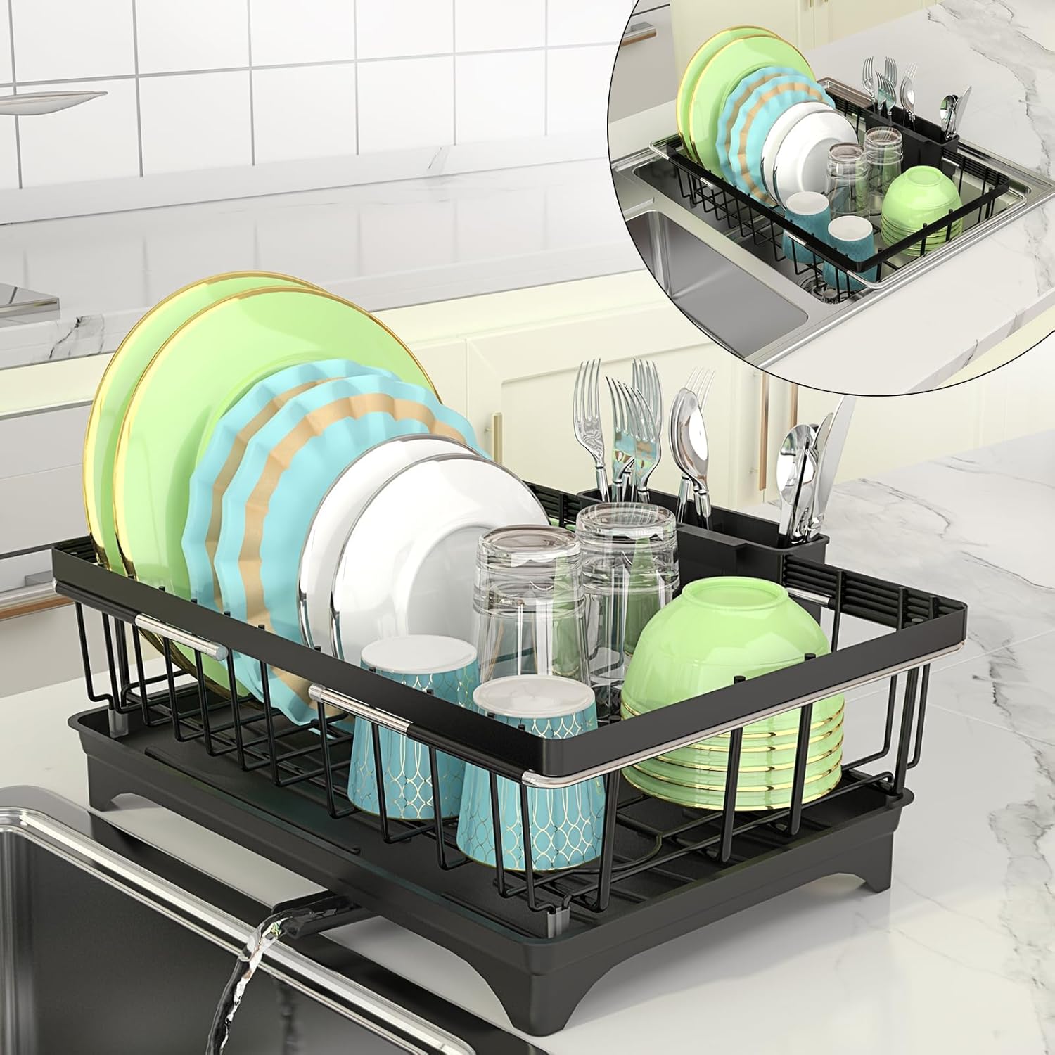 Amazon.com - REALINN Dish Drying Rack in Sink - Dish Rack with ...