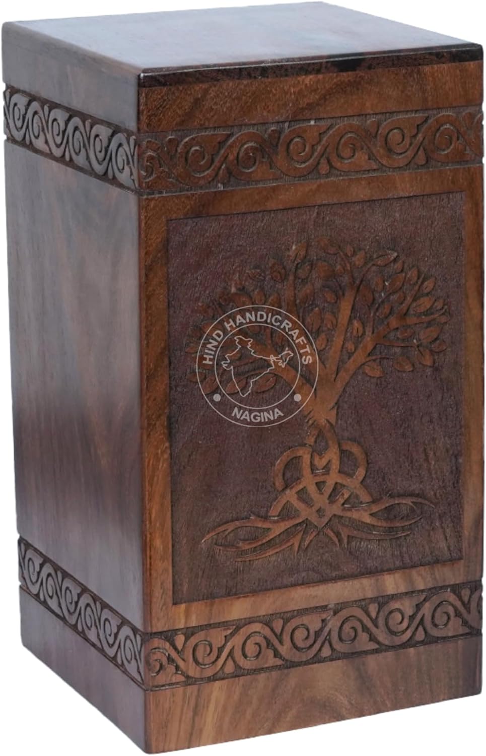 Amazon.com: Floral Border Engraved Wooden Cremation Urns for Human ...