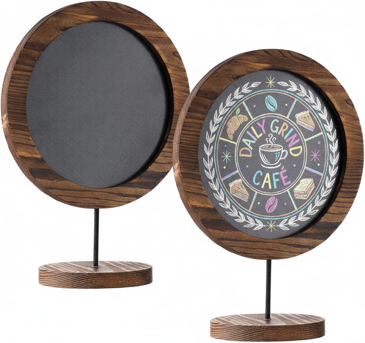 Amazon.com : Set of 2, 8 Inch Chalkboard Sign with Wooden Round Frame ...