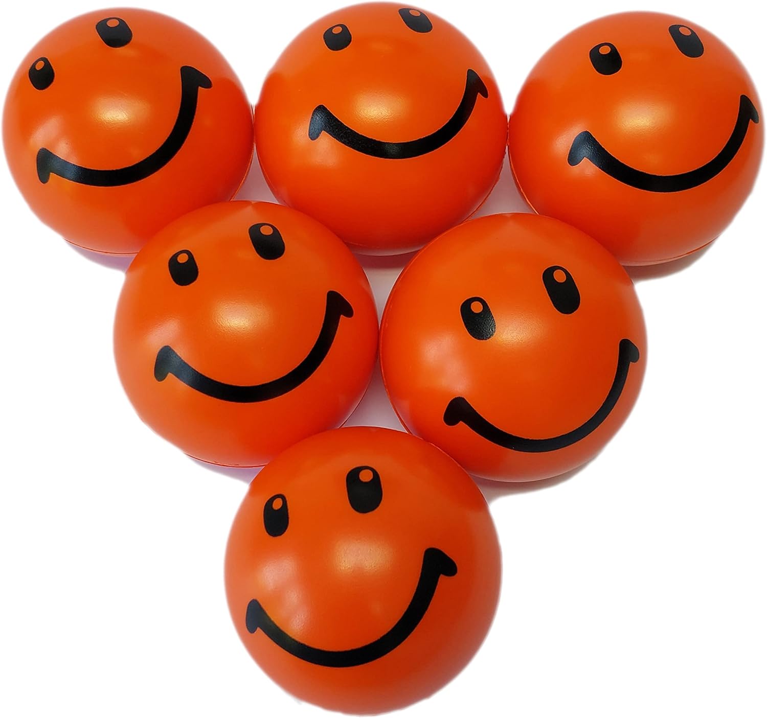 6 Orange stress balls by StressCHECK have a happy face and are orange ...