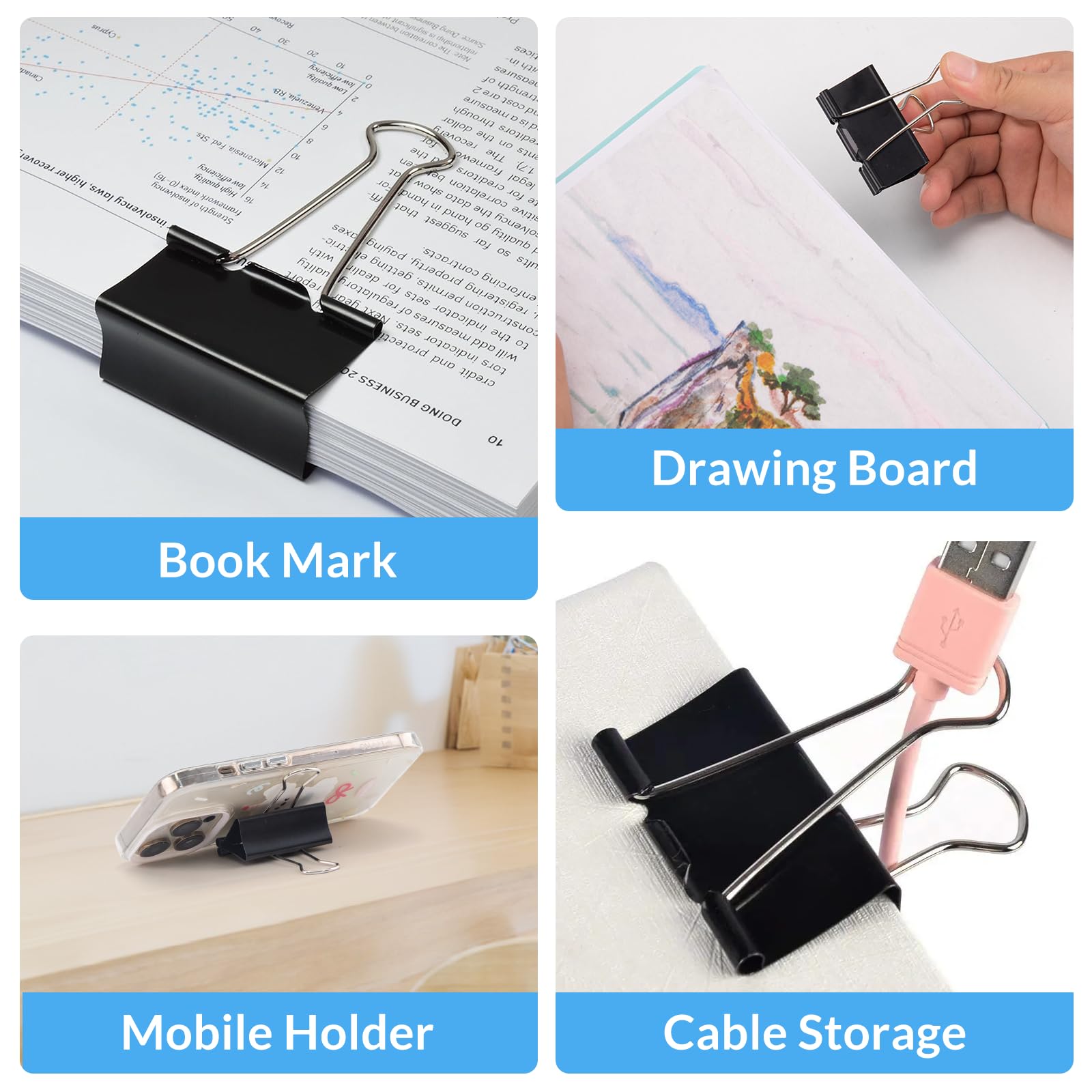 Snapklik.com : 2 Inch 40 Pack Extra Large Binder Clips, Jumbo Paper ...