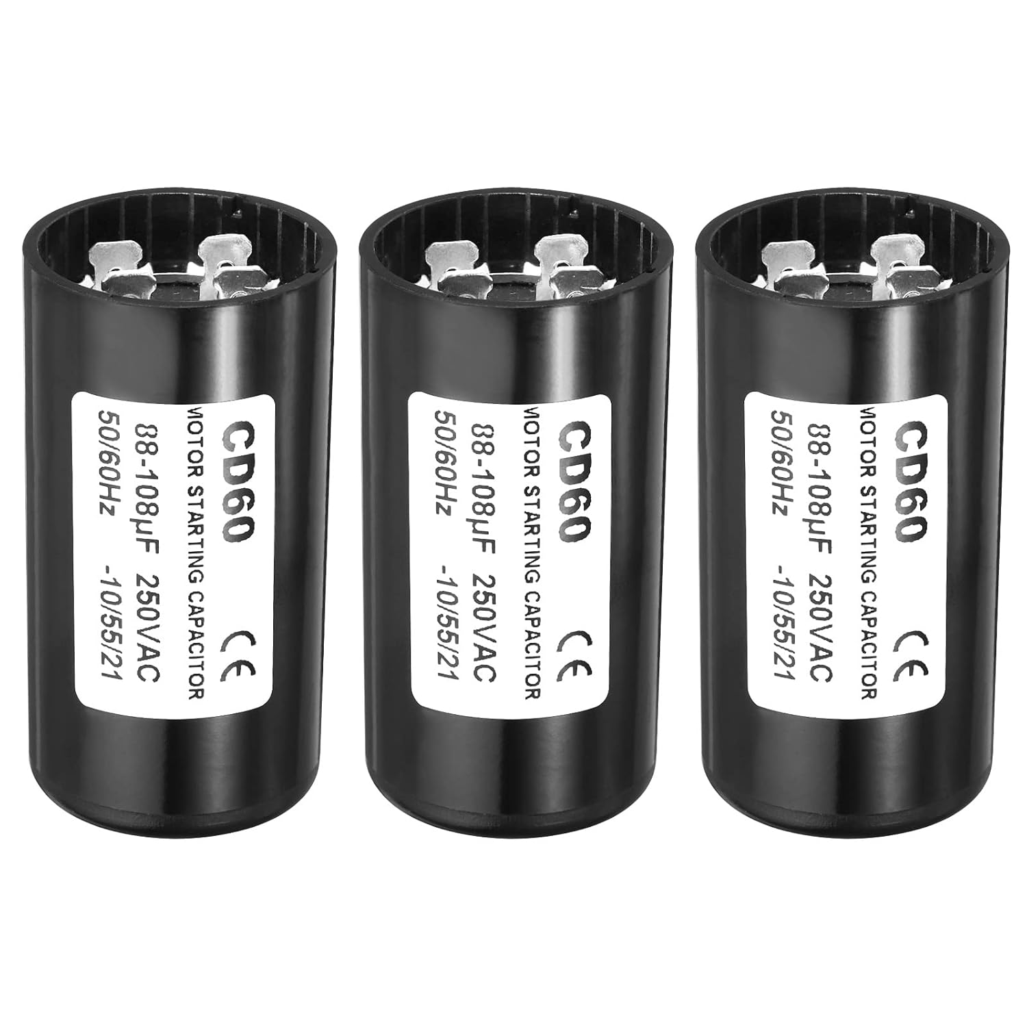 PATIKIL Motor Start Capacitor, 3 Pack 88-108uF/Mfd 250VAC 50/60Hz CD60 ...