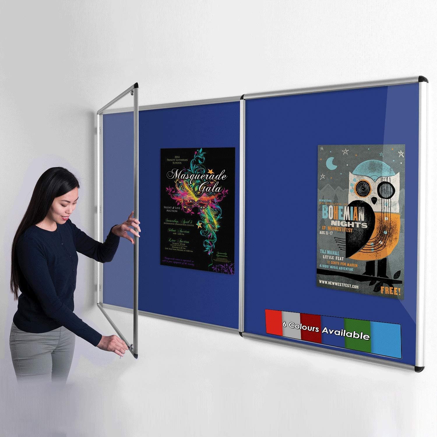Wonderwall Large Tamperproof Lockable Noticeboard Pinboard - Blue ...