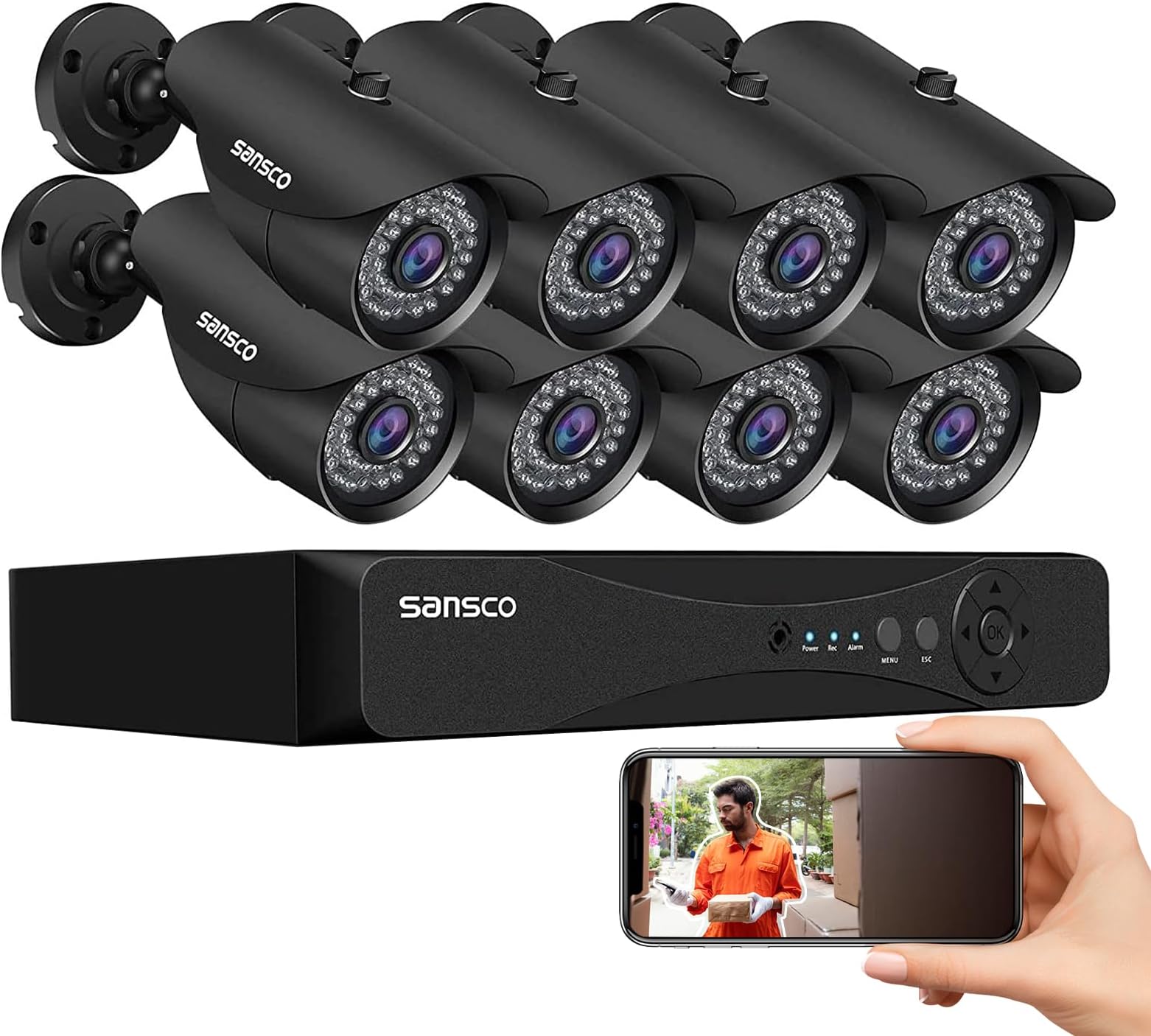SANSCO 8CH 5MP HD CCTV Camera System, 8 Channel DVR Recorder, 8x 2MP ...