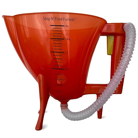 Stop N' Flow Funnel with Flexible Hose, Spill Free Liquid Control ...