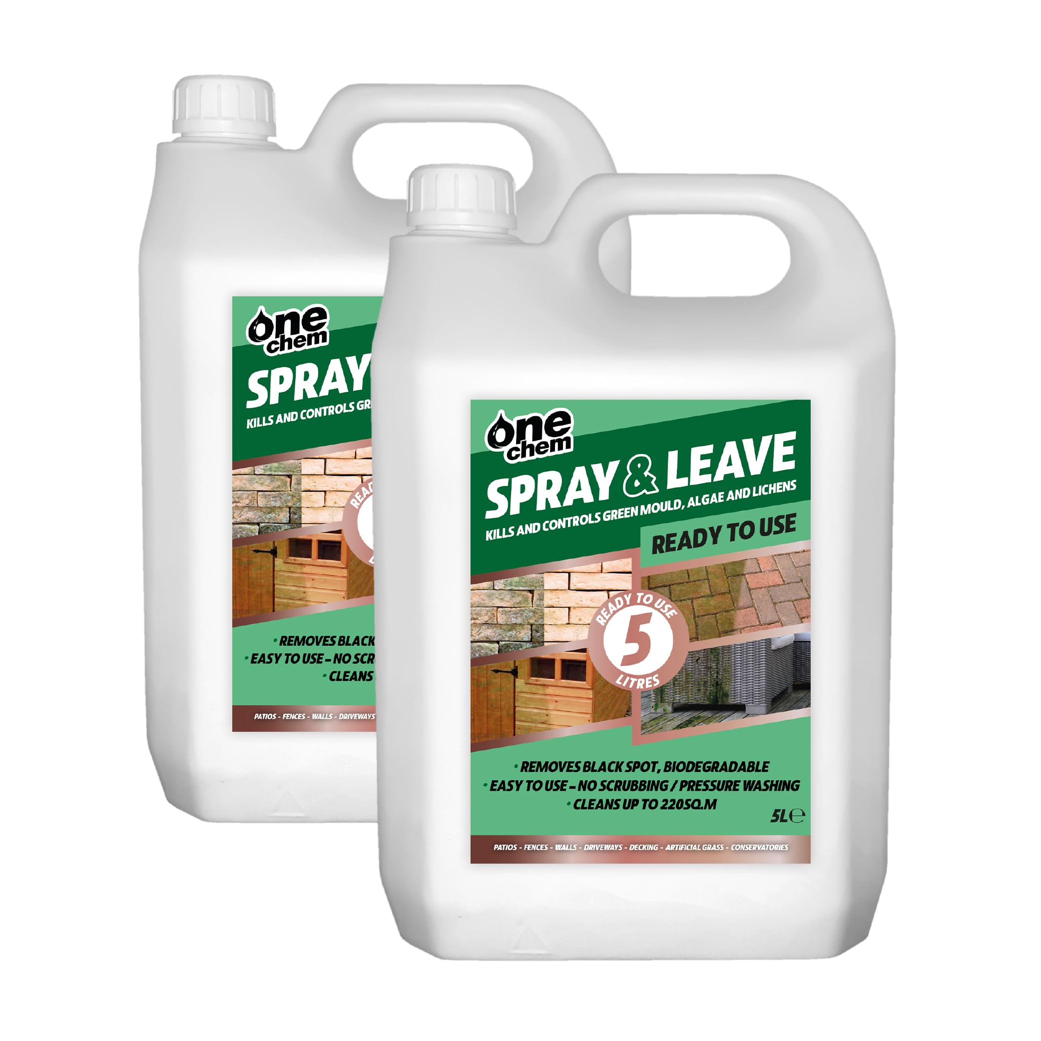 One Chem Spray and Leave 2 x 5 Litre Ready To Use, Green Algae and ...