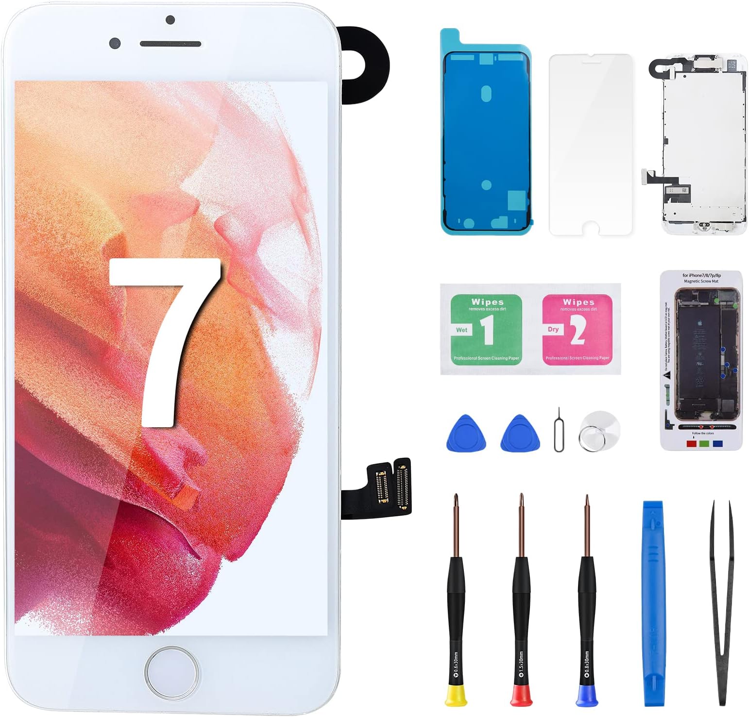 Amazon.com: BESJMYT for iPhone 7 Screen Replacement Black with Home ...
