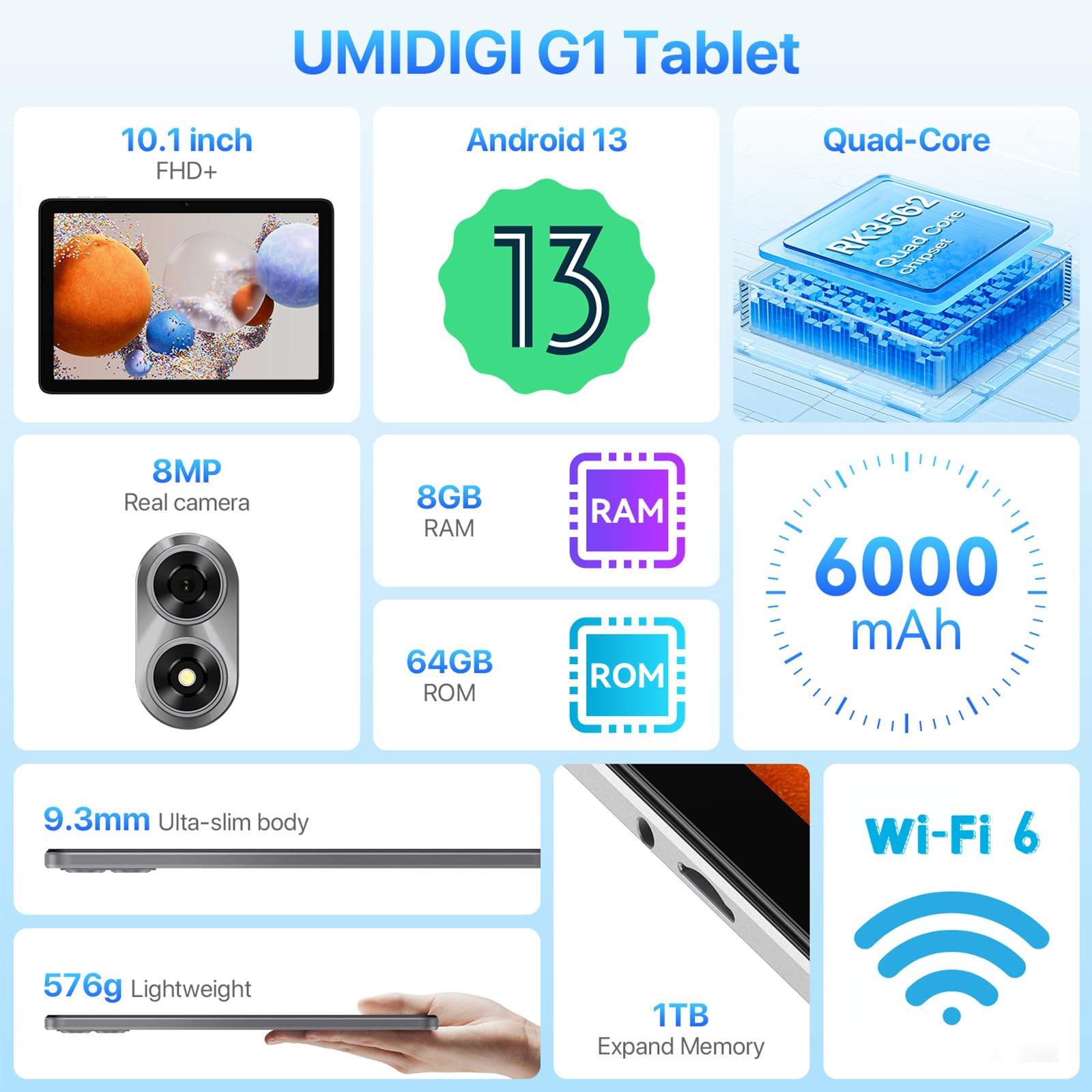 Snapklik.com : UMIDIGI G1 Tab Android 13 Tablet 2024, 84+4 GB+64GB 1TB ...