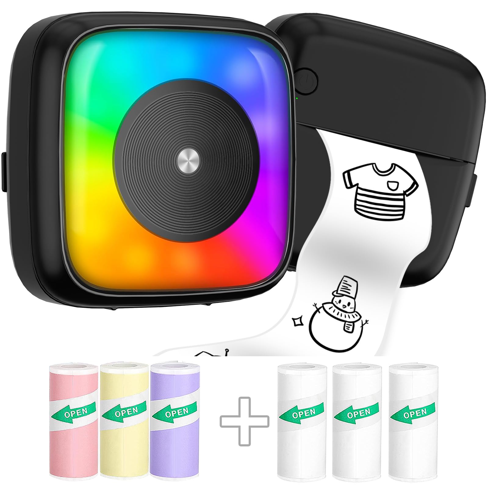 Amazon.com: Mini Printer Sticker Printer Print Pod with 6 Rolls Sticker ...