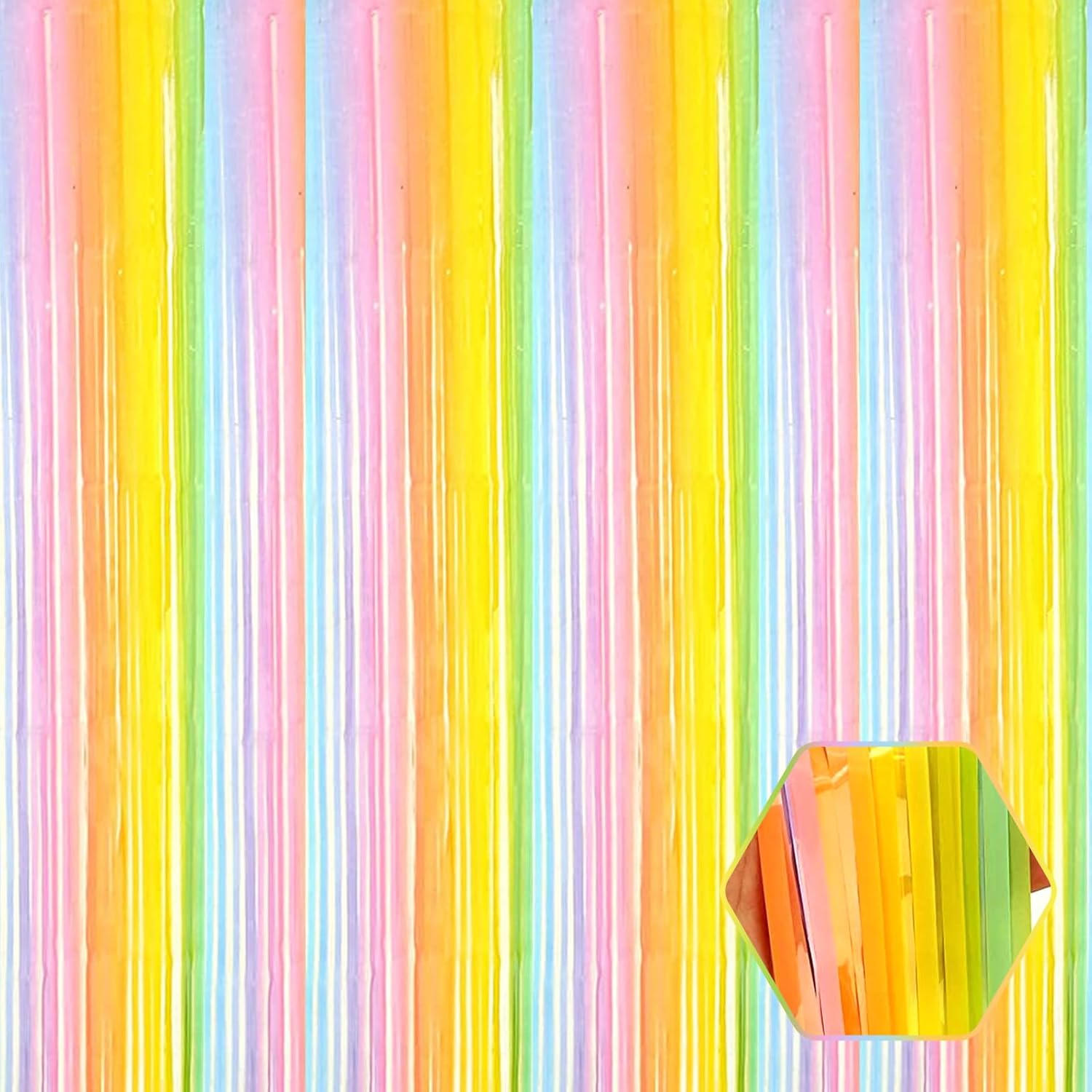 Amazon.com : 6 Pack Rainbow Foil Fringe Curtain Backdrop, 3.28Ft x 8 ...