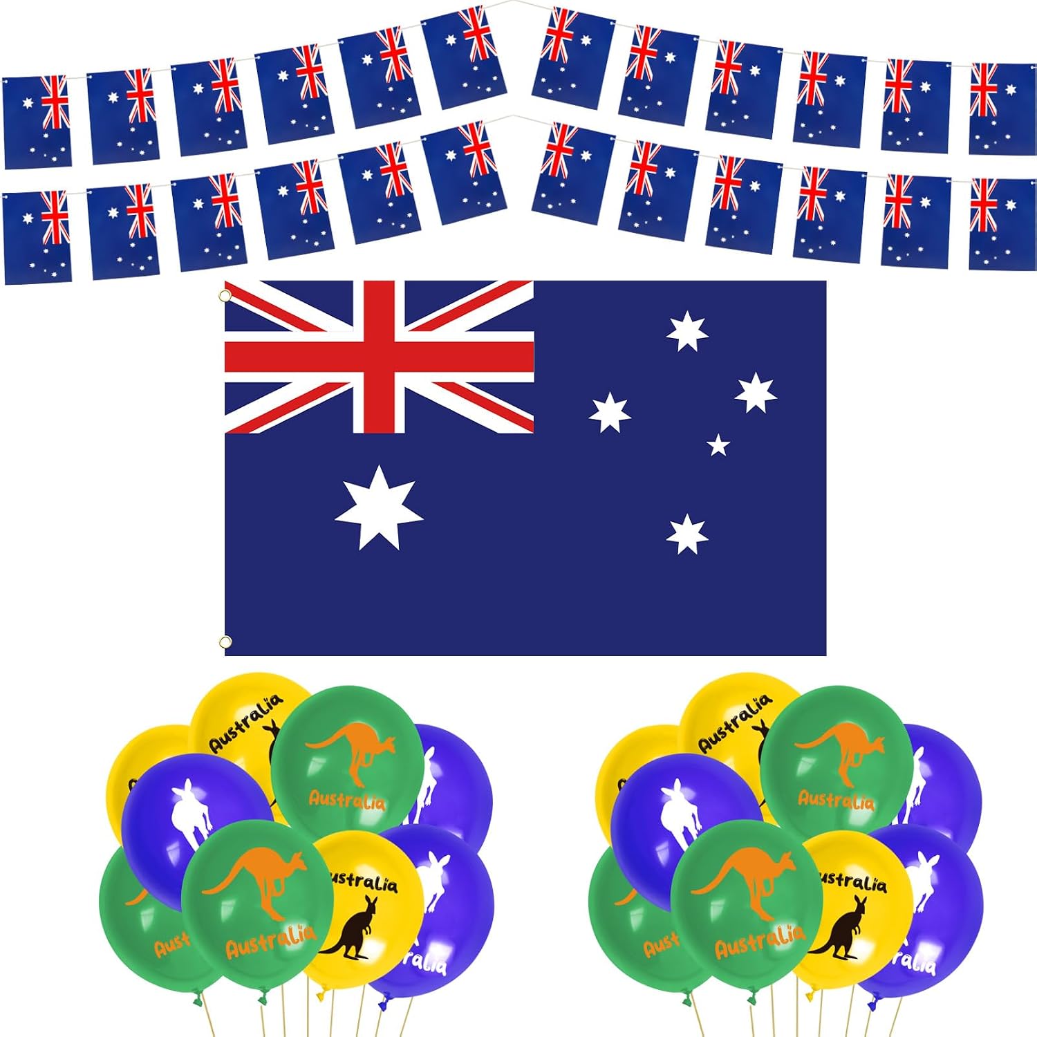 HONMOK Large Australian Flag Bunting Banner with 18PCS Kangaroo ...