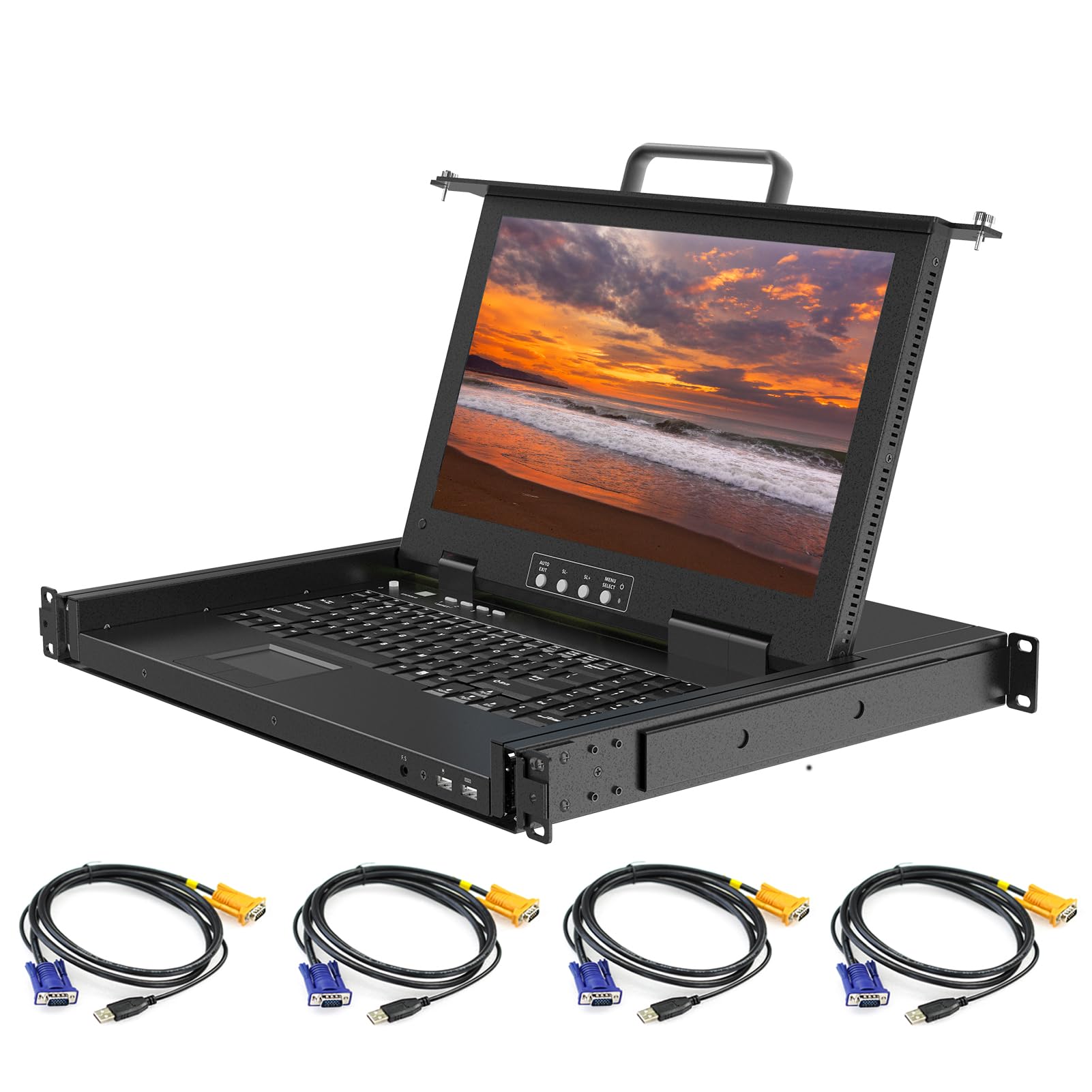 Amazon.com: 4 Port Rack Mount KVM Console VGA w/15.6'' FHD Monitor ...