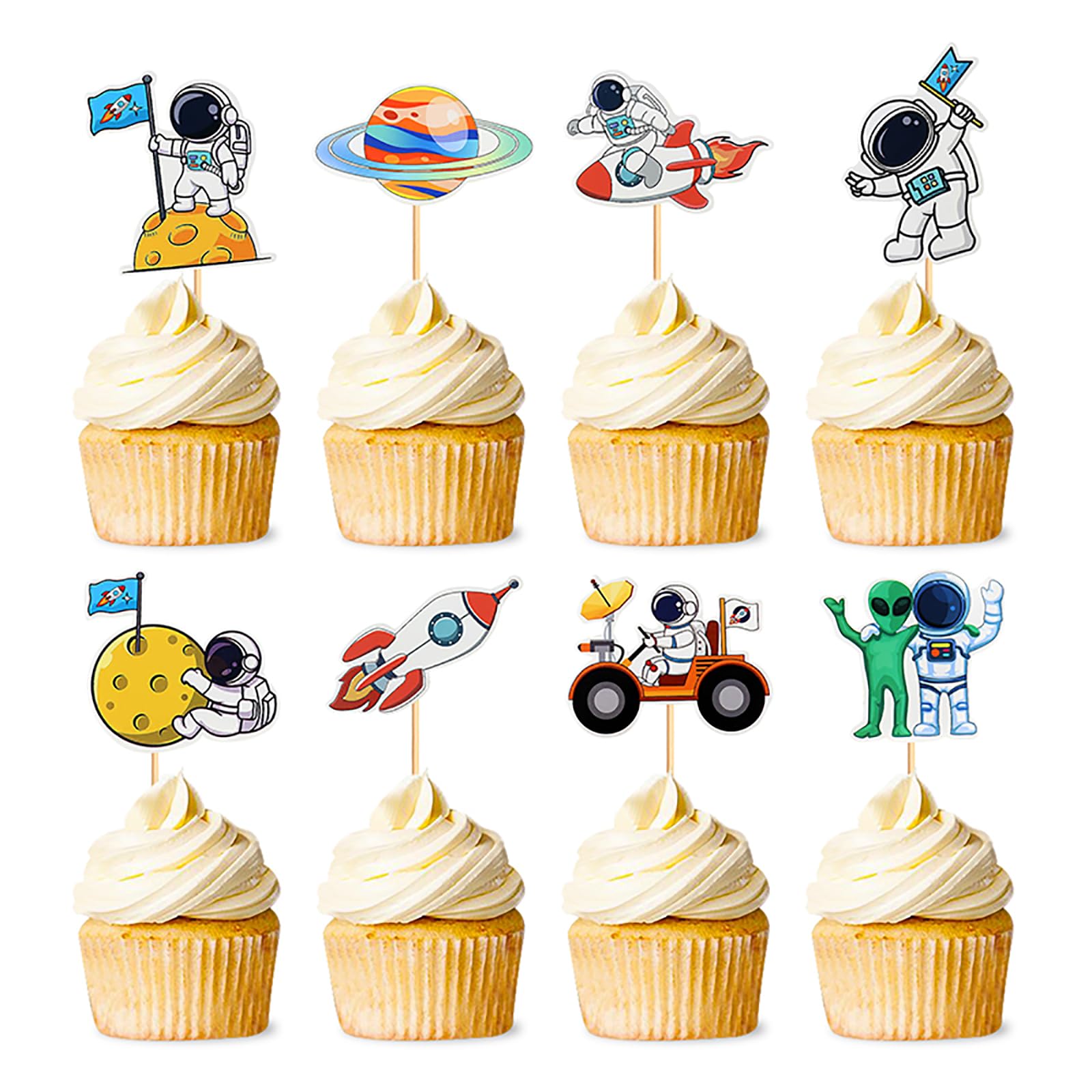 Snapklik.com : Space Cupcake Toppers,24 PCS Astronaut Cupcake Toppers ...