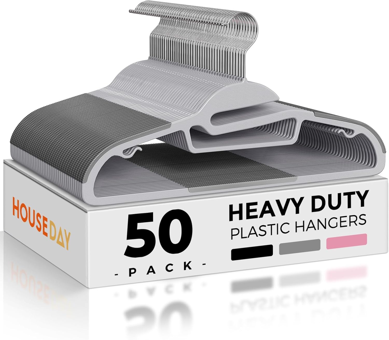 Amazon.com: HOUSE DAY Grey Plastic Hangers 50 Pack, Slim Space Saving ...