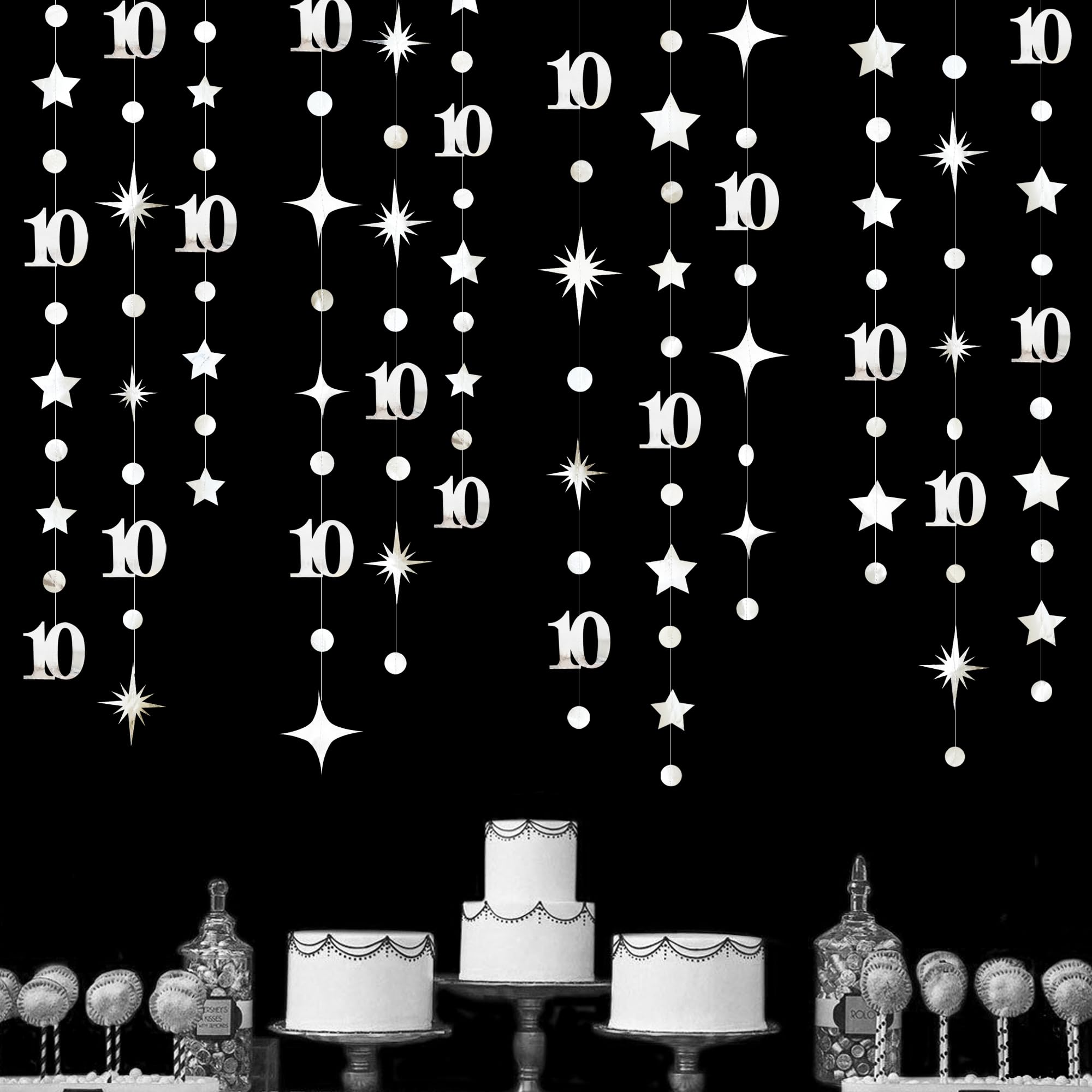 Amazon.com: Silver 10th Birthday Decorations Number 10 Circle Dot ...