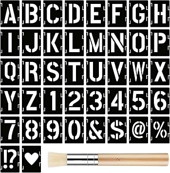 42pcs Letter Alphabet Stencils with 3 Brushes,Letter Stencil Templates ...