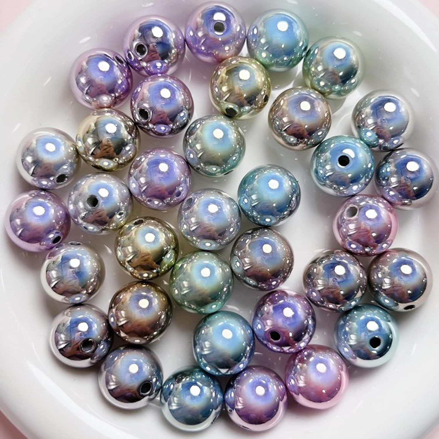 Amazon.com: 20PCS Round Beads for Crafts, 16MM Laser Cool Reflective ...