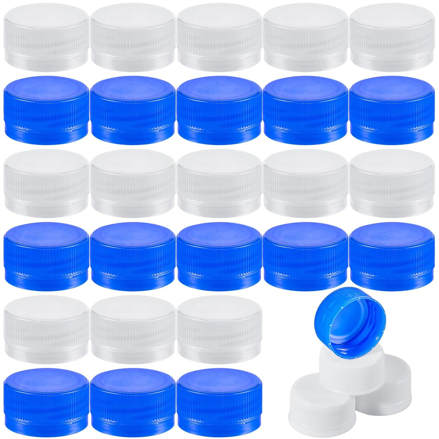 Dandat 30 Pcs Water Bottle Caps Plastic Screw Lids 28mm Leak Free ...